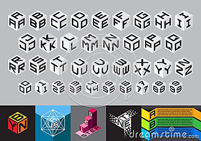 Cube Cubic Alphabet Monogram Font Vector | CartoonDealer.com #182781020
