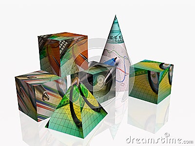 Cubes, Cone And Pyramid Stock Image | CartoonDealer.com #9801433