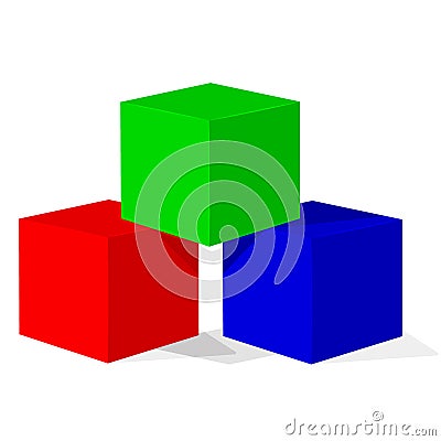 Cubes Of Primary Colors Vector Illustration | CartoonDealer.com #38830810
