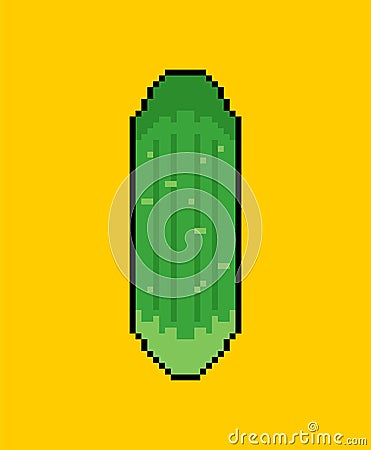 Cucumber Pixel Art. Cartoon Cucumbers 8 Bit. Pixelate Vegetable. Vector ...