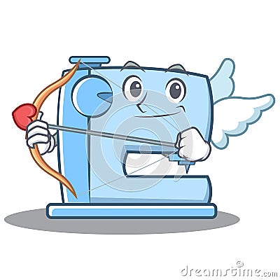 Cupid Sewing Machine Emoticon Character Vector Illustration ...