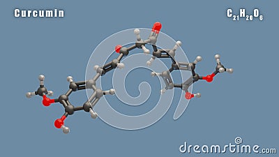 Curcumin Of C21H20O6 3D Conformer Animated Render. Food Additive E100 ...