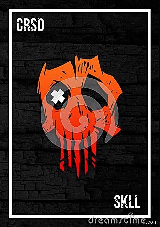 Cursed Red Skull Hand Drawn Printable Poster Concept Royalty-Free Stock ...