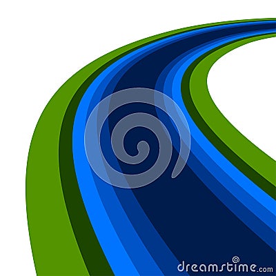 Curved River Watercourse Waterway Vector Illustration | CartoonDealer ...