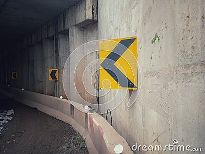 Curved Warning Signs Area Underneath The Bridge Royalty-Free Stock ...