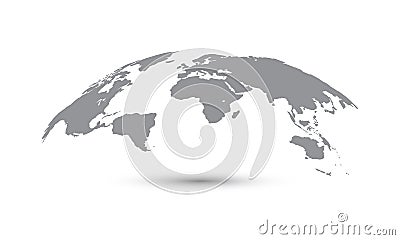Curved World Map Vector, Globe Planet Concept Map For Website, Annual ...