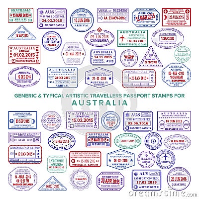 Custom Vector Typical Artistic Passport Arrival And Departure Stamps ...