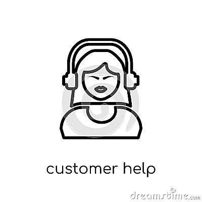 Customer Help Worker Icon. Trendy Modern Flat Linear Vector Customer ...
