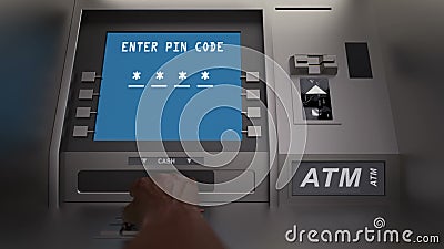 Customer Insert Card in the Atm and Check Balance Stock Video - Video ...