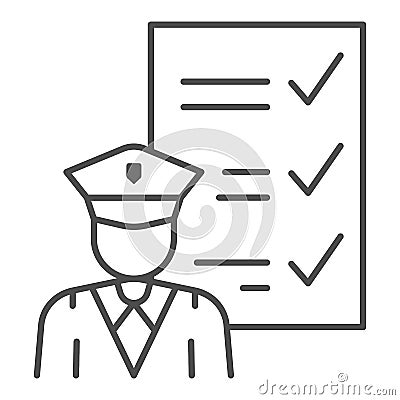 Customs Officer And Declaration Thin Line Icon, Security Check Concept ...