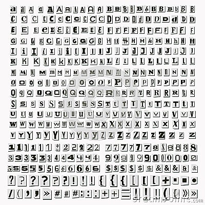 Cut Out Ransom Letters Collage Style Black And White Vector Alphabet ...