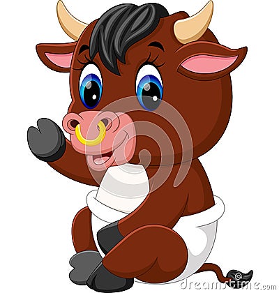 Cute Baby Bull Cartoon Stock Vector - Image: 70354702