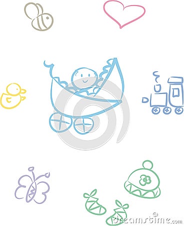 Cute Baby Doodle Set (Boy) Stock Photography - Image: 10536142