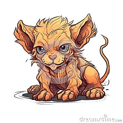 Cute Baby Manticore On White Background Logo Digital Art. Generative AI ...
