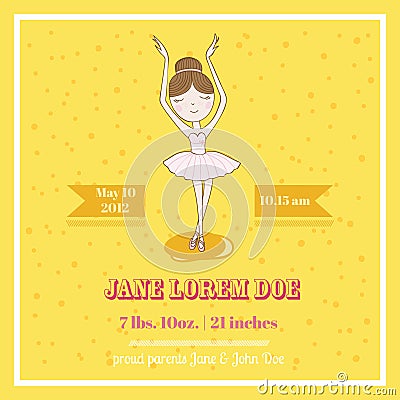 Cute Balerina Card - For Baby Shower Cartoon Vector | CartoonDealer.com ...