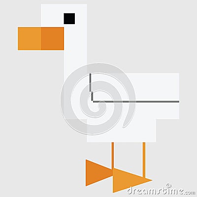 Cute 8 Bit Duck Vector Illustration. Farm Bird Pixel Clipart ...