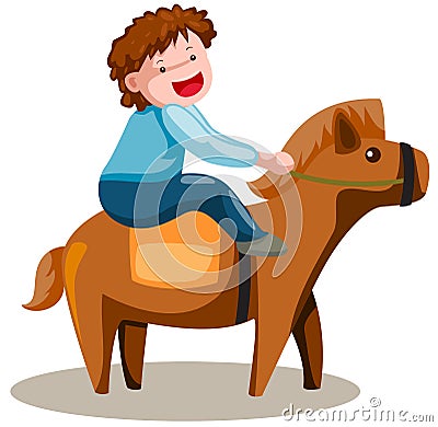 Cute Boy Riding Horse Vector Illustration | CartoonDealer.com #16590348