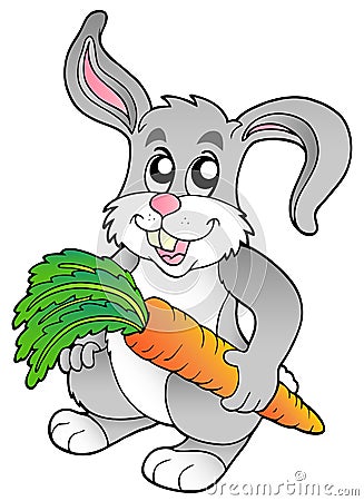Cute Bunny Holding Carrot Cartoon Vector | CartoonDealer.com #18150093