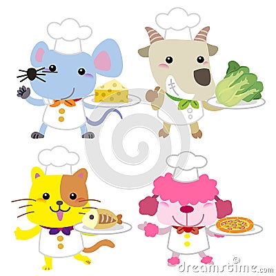 Cute Cartoon Animal Cook Collection Royalty Free Stock Image - Image ...