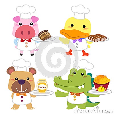 Cute Cartoon Animal Cook Collection Royalty Free Stock Images - Image ...