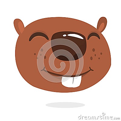 Cute Cartoon Beaver Head Icon Smiling. Vector Illustration ...