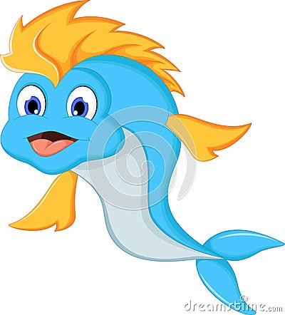 Cute Cartoon Blue Fish Stock Illustration - Image: 69171491