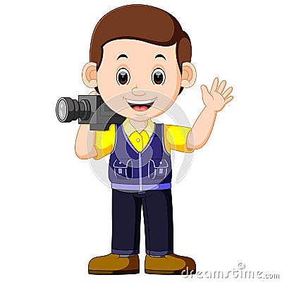 Cute Cartoon A Cameraman Vector Illustration | CartoonDealer.com #93672710