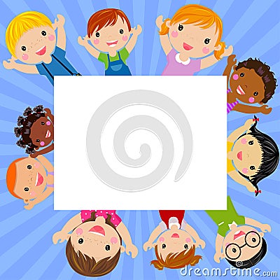 Cute Cartoon Kids Frame Vector Illustration | CartoonDealer.com #23949384