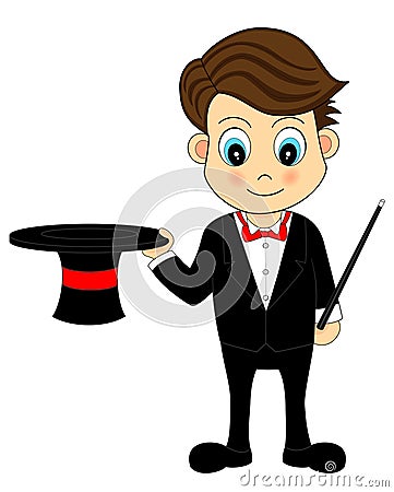 Cute Cartoon Magician With Hat And Wand Royalty Free Stock Image ...