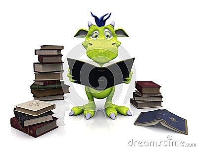Cute Cartoon Monster Reading A Book. Stock Images - Image: 18136684