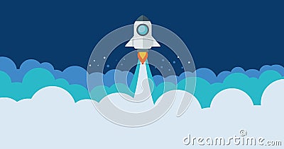 Cute Cartoon Rocket Cloud Take Off Background Animation Stock Video ...