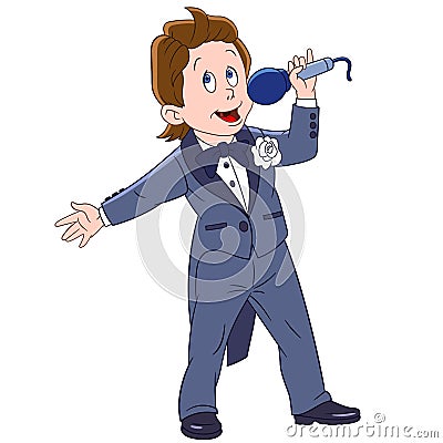 Cute Cartoon Singer Boy Stock Vector - Image: 64137351