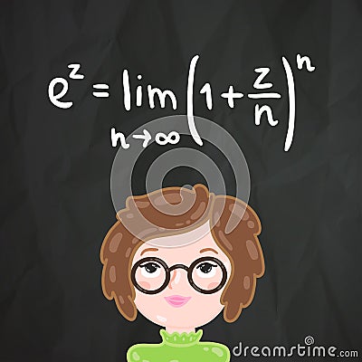 Cute Cartoon Smart Girl And Math Formula Stock Vector - Image: 39926720