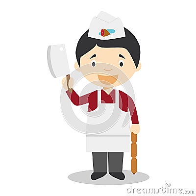 Cute Cartoon Vector Illustration Of A Butcher | CartoonDealer.com #69003932