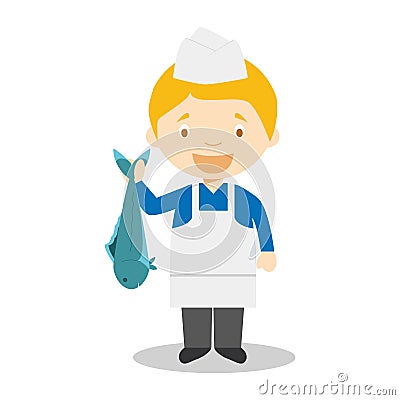 Cute Cartoon Vector Illustration Of A Fishmonger | CartoonDealer.com ...
