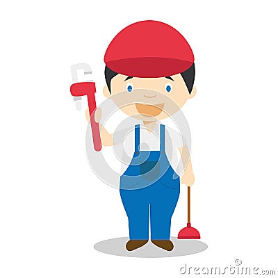 Cute Cartoon Vector Illustration Of A Plumber | CartoonDealer.com #69004119