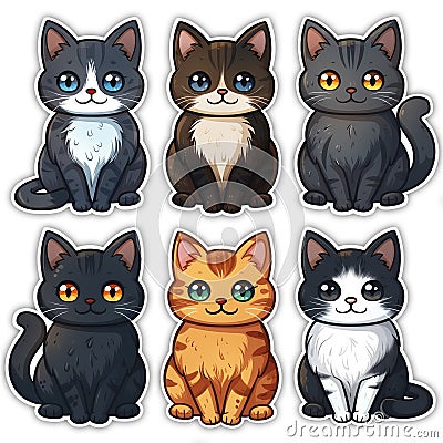 Cute Cats Stickers On A Transparent Background In PNG Format Royalty ...
