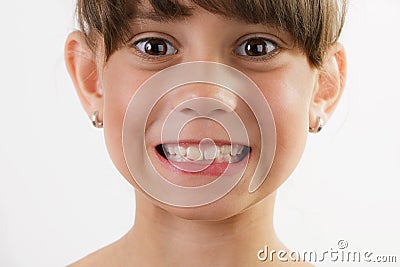 Cute Cheerful Little Girl Shows Teeth Royalty Free Stock Images - Image ...
