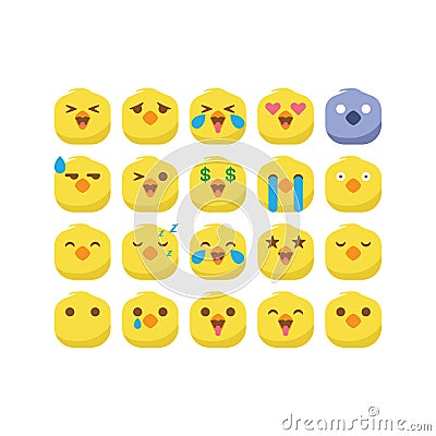 Cute Chicken Emojis Emoticon Smiley Set Cute Vector Isolated ...