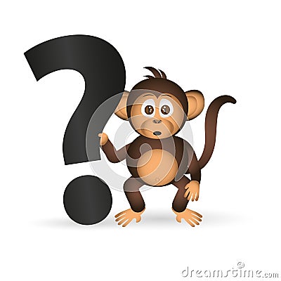 Cute Chimpanzee Little Monkey And Question Mark Royalty-Free Stock ...