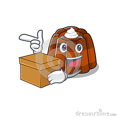 Cute Chocolate Pudding Cartoon Character Having A Box Vector ...
