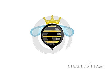 Cute Circle Bee Crown Logo Vector Illustration | CartoonDealer.com ...