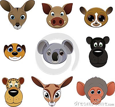 Cute Colorful Exotic Animals Collection Cartoon Vector | CartoonDealer ...