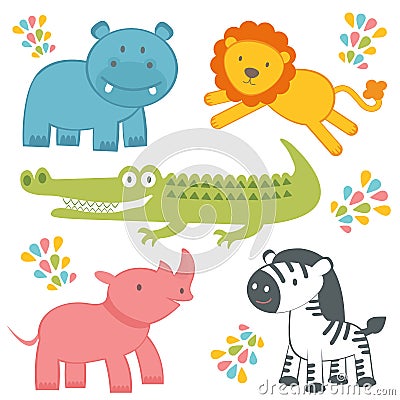 Cute Jungle Animals Collection Stock Photography - Image: 29899212