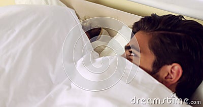 Cute Couple Hiding Under the Sheets Stock Footage - Video of leisure ...