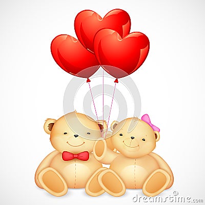 Cute Couple Of Teddy Bear Holding Heart Balloon Stock Photos - Image ...