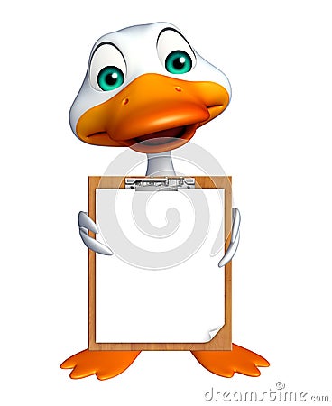 Cute Duck Cartoon Character With Exam Pad Royalty-Free Illustration ...