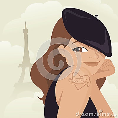 Cute French Woman Vector Royalty Free Stock Photo - Image: 18723155