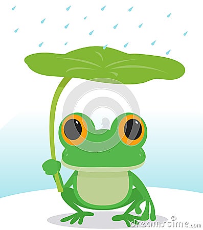 Cute Frog In The Rain Stock Vector - Image: 50896112