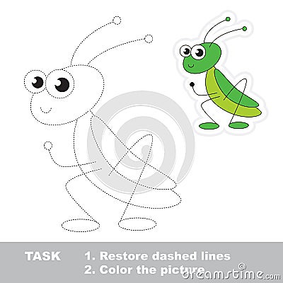 Cute Grasshopper To Be Traced. Vector Trace Game. Stock Vector - Image ...